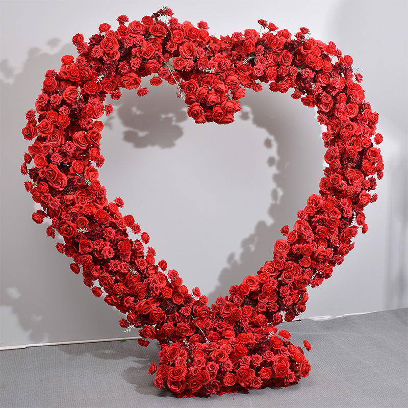 Red 5D Heart-shaped Frame Wedding Iron Outdoor Flower Arches - Global ...